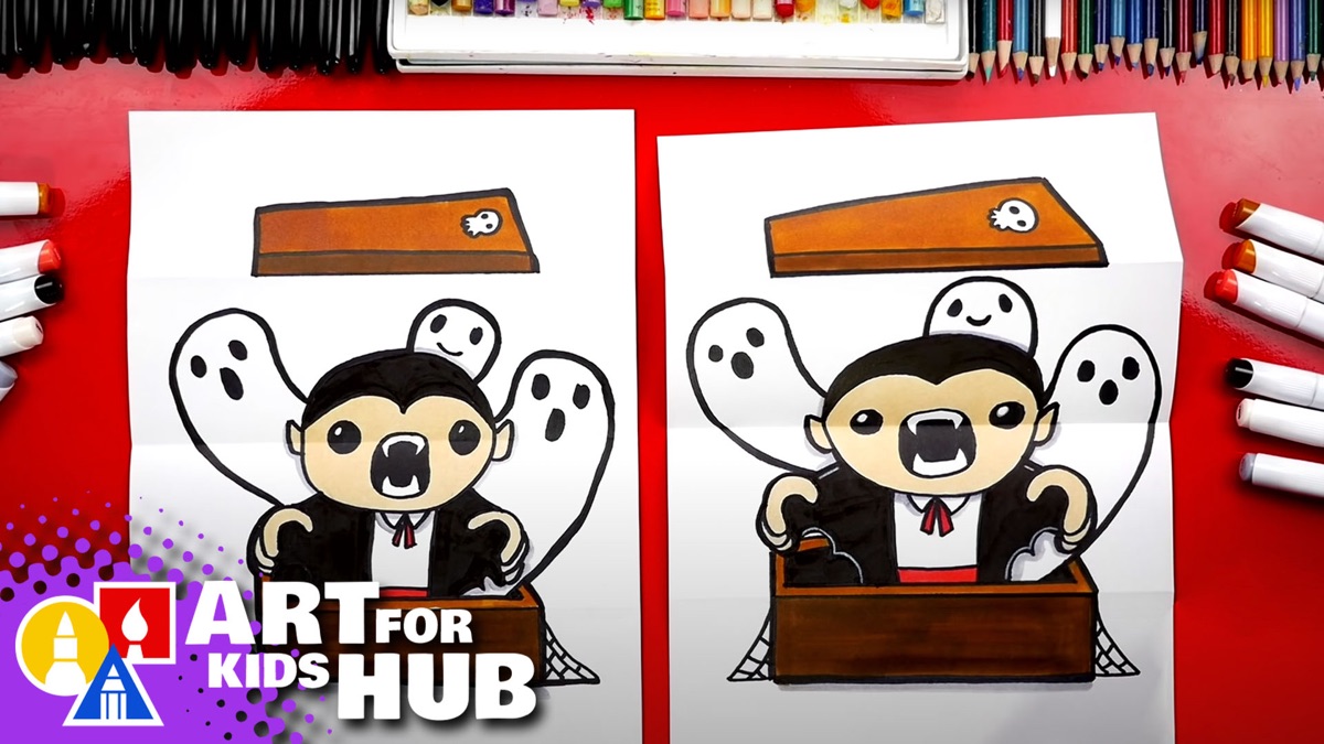 How To Draw a Vampire Coffin Folding Surprise! - Art for Kids Hub ...