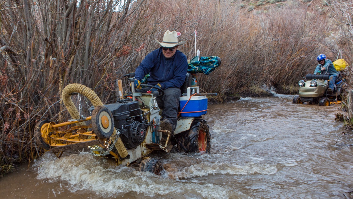 Lifted Lawn Mower Mudding