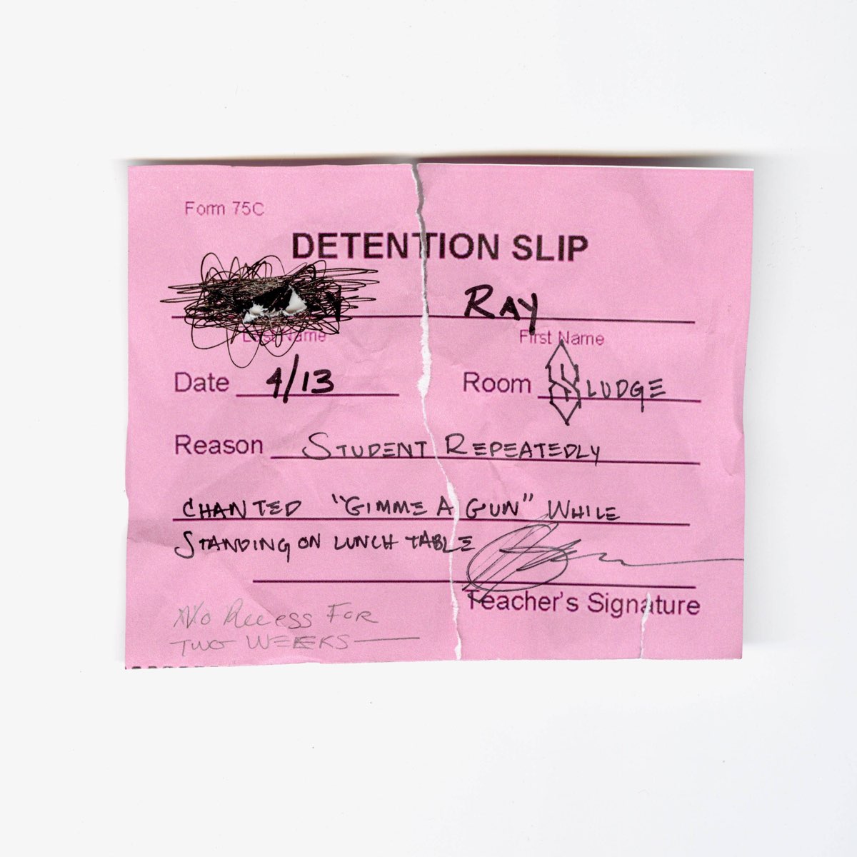 Pink Detention Slip