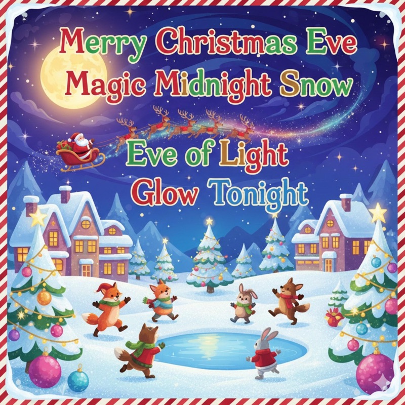 Merry Christmas Eve Magic Midnight Snow Eve of Light Glow Tonight ...
