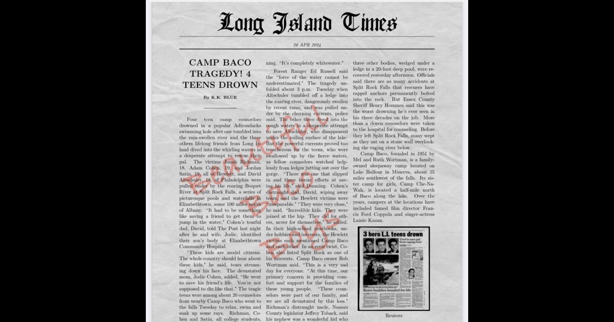 ‎Camp Baco Tragedy at Split Rock Falls: The David Altschuler, Jordan ...