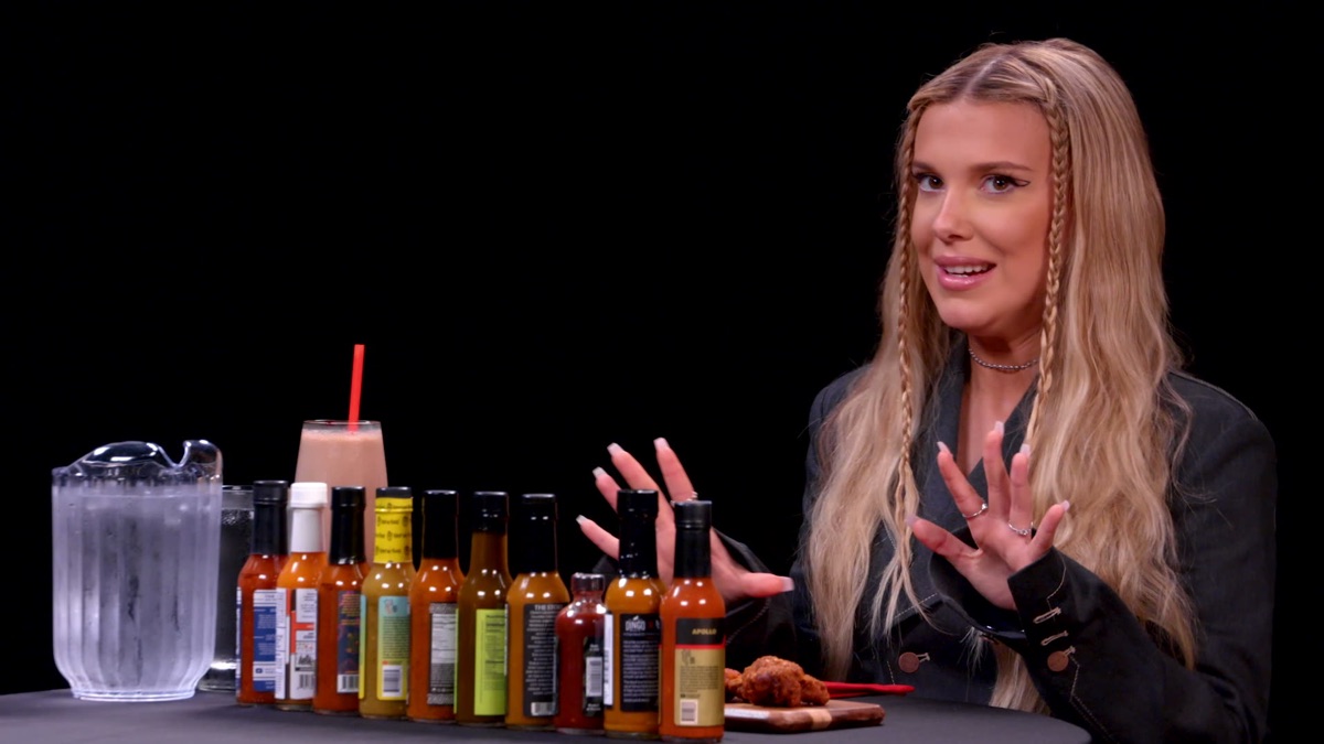 Millie Bobby Brown Needs a Milkshake While Eating Spicy Wings - Hot ...