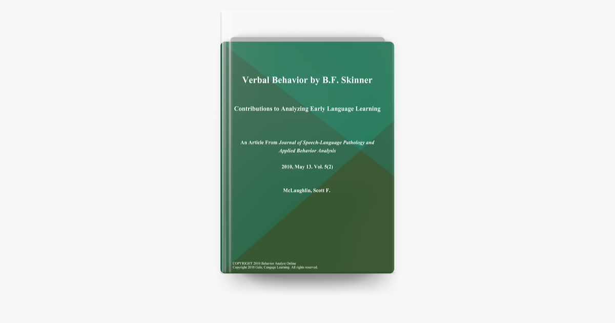 ‎Verbal Behavior by B.F. Skinner: Contributions to Analyzing Early ...