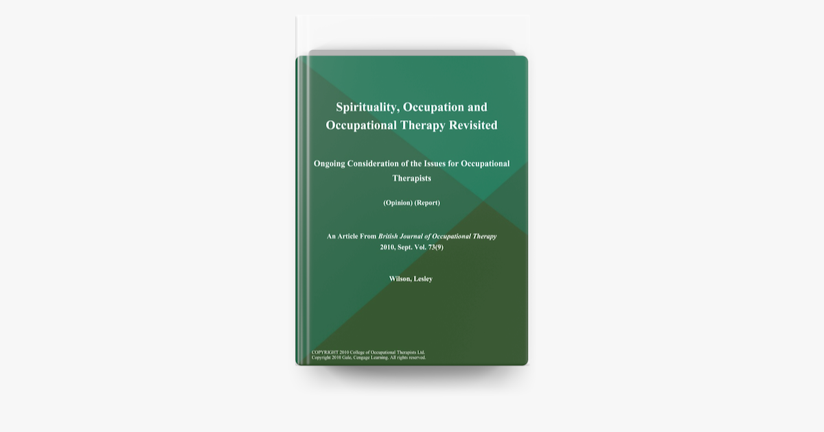 ‎Spirituality, Occupation and Occupational Therapy Revisited: Ongoing ...