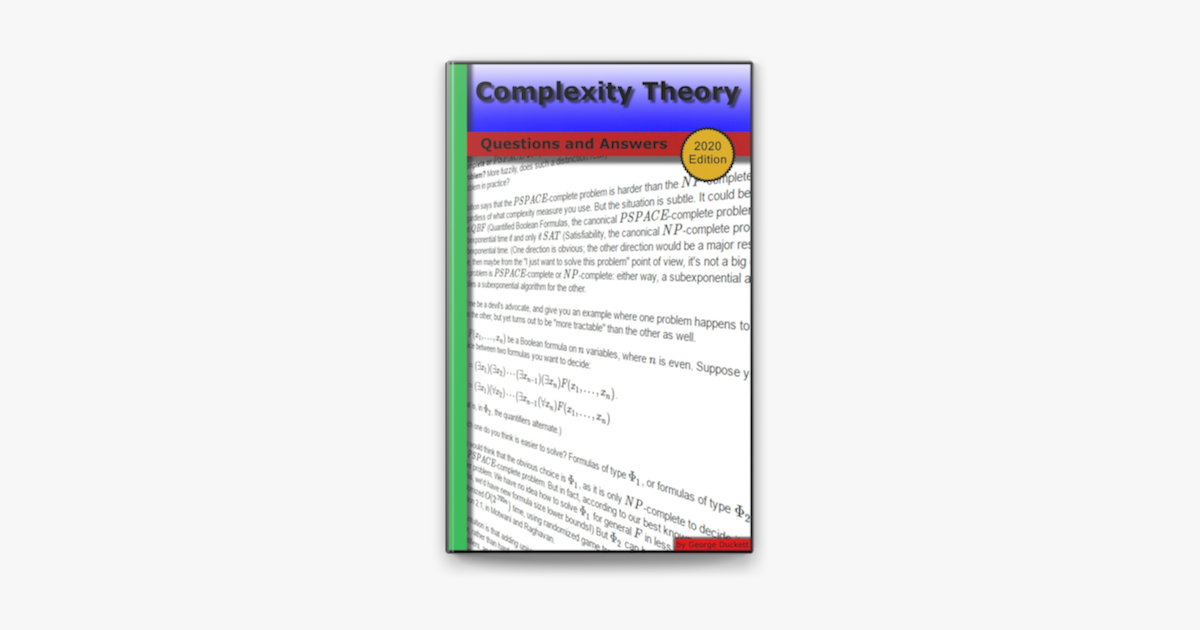‎Complexity Theory: Questions and Answers (2020 Edition) by George ...