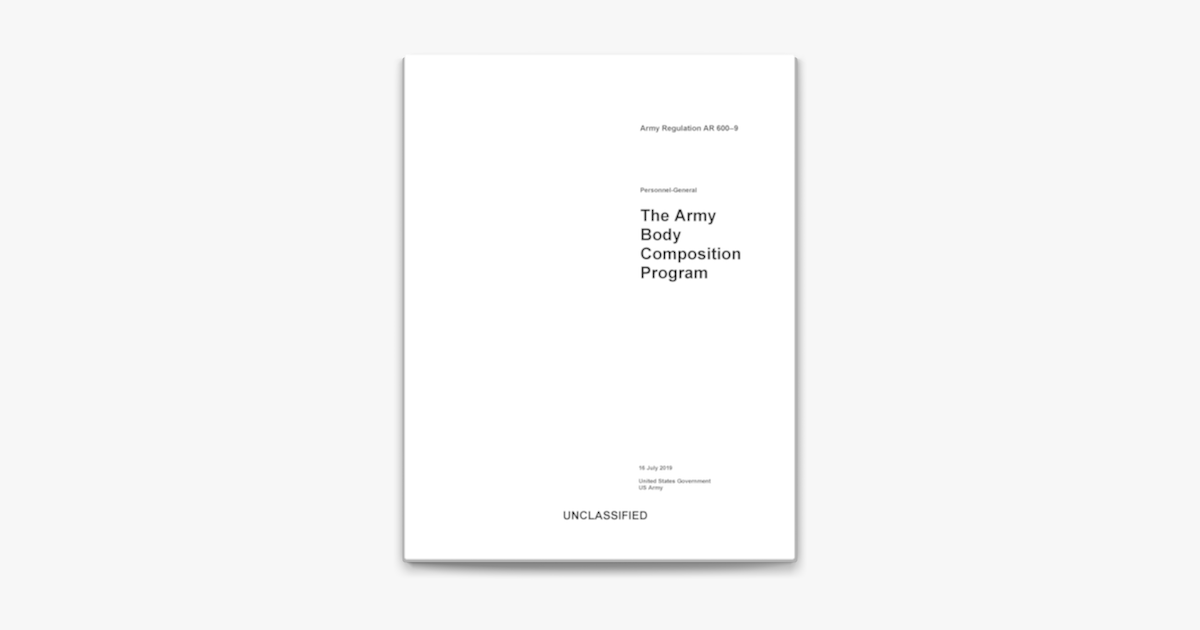  Army Regulation AR 600 9 The Army Body Composition Program July 2019