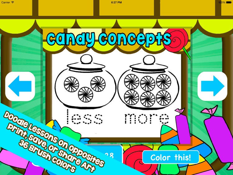 Candy Opposites - Color and Doodle Preschool Lessons by Ellen Castel