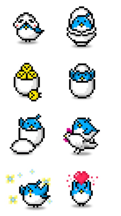 8 bit Bird Stickers by Abay Imanberlin