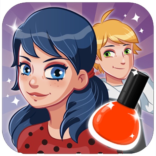 Miraculous Ladybug and cat noir Nail Art by Shopkins App