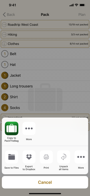 [Free] Pack the Bag Pro for iPhone, iPad and Apple Watch
