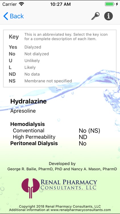 Dialysis of Drugs Guide by Renal Pharmacy Consultants, LLC