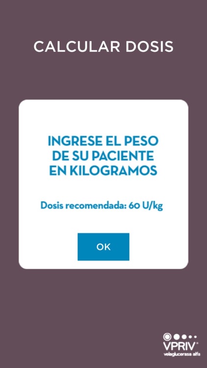 Calculo de Dosis VPRIV by Shire U.S. Inc