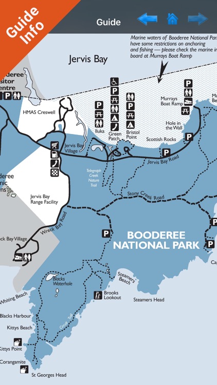 Jervis Bay National Park GPS map with guide by Flytomap