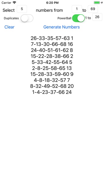 Lottery Number Generator by Sean Stewart