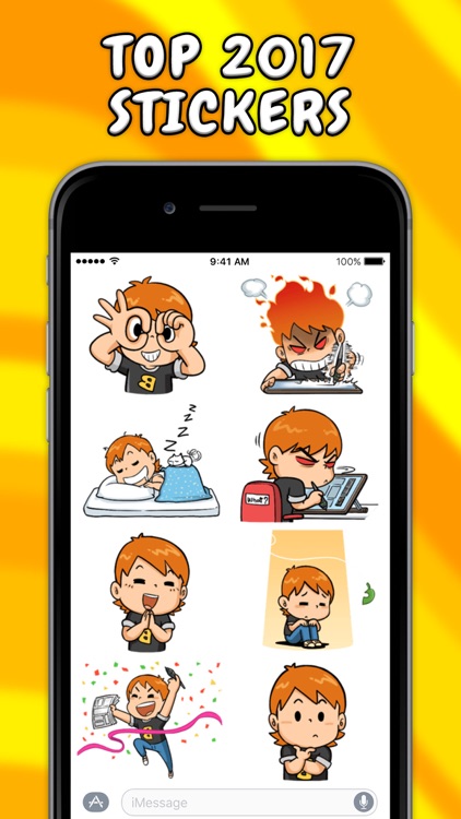 Crazy Boy Stickers by Yerzhan Tleuov
