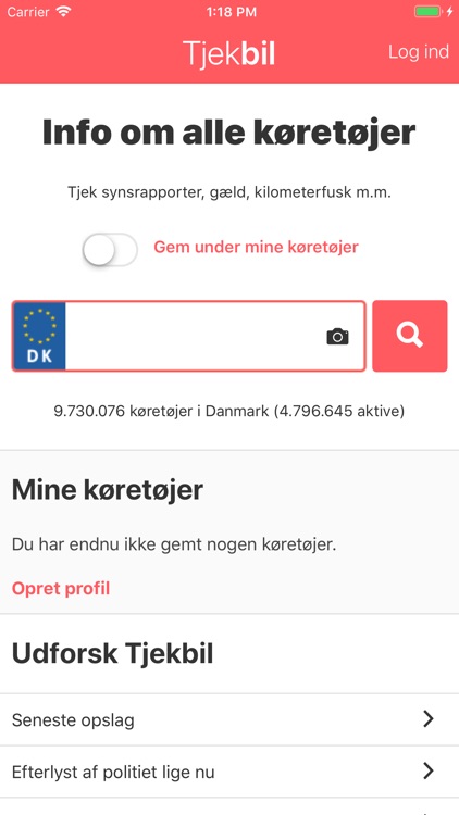 TjekBil - tjek nummerplade by Heymate ApS