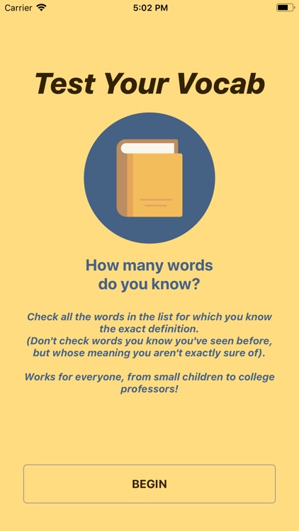 English vocabulary size test by Vladimir Lyseev