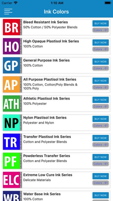 Screen Printing Color Chart for iPhone - APP DOWNLOAD