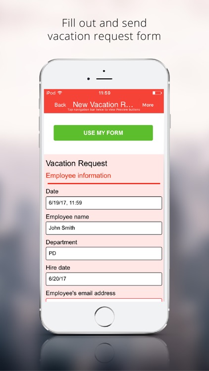 Vacation Request App by Snappii