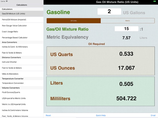 Gas Oil Mixture Ratio - AppRecs