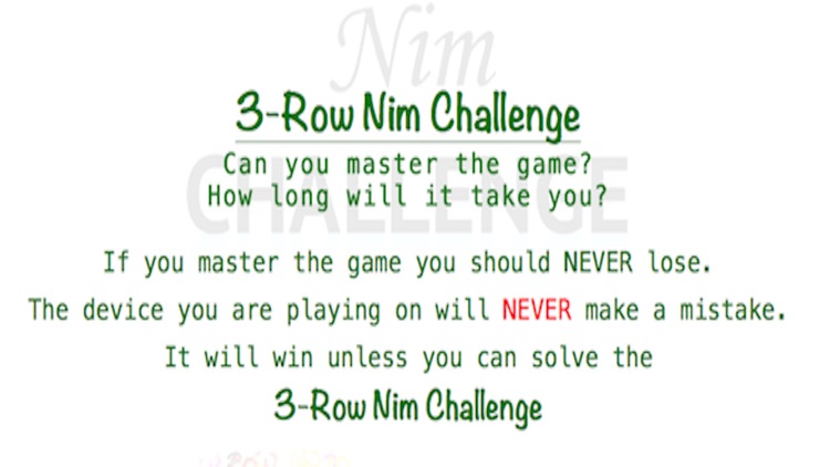 3-Row Nim Challenge by Gilbert Gonsalves