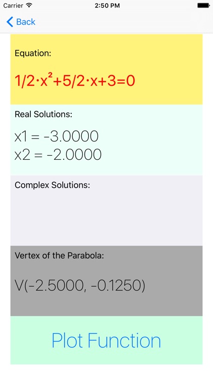 Parabola - quadratic and biquadratic equation solver, real and complex ...
