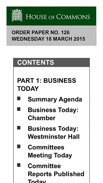 Commons Order Papers by UK Parliament