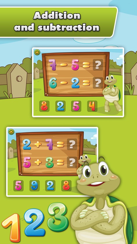 Turtle Math for Kids - Children Learn Numbers, Addition and Subtraction ...