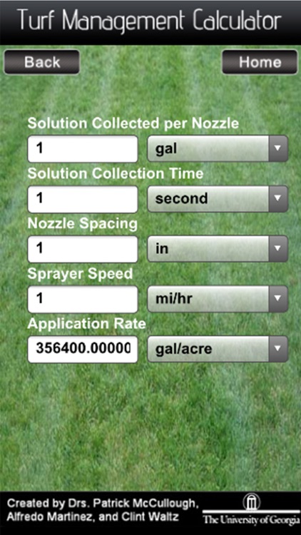 Turfgrass Management Calculator by University of Georgia - CAES