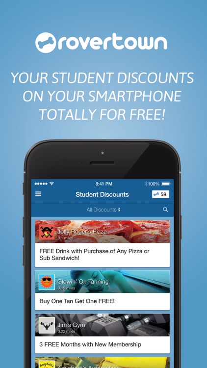 RoverTown Student Discounts for College by Rover Enterprises