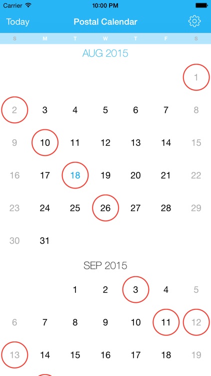 Postal Calendar by Bayou Ventures LLC