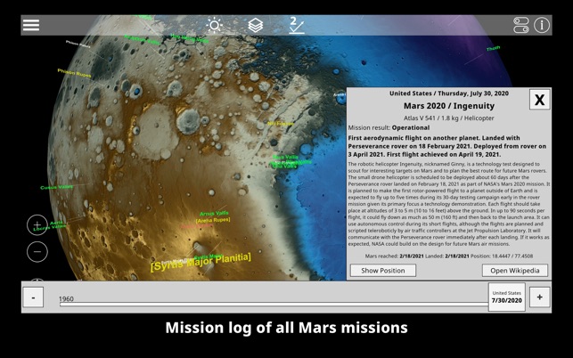 3d Mars Landings Map