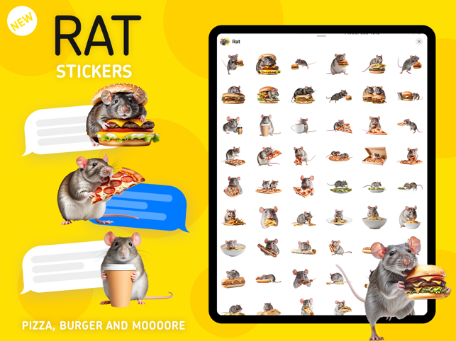 【iOS APP】Rat Stickers: Pizza, Burger… 貪吃小鼠 iMessage 貼圖包 – Dr.愛瘋 APP Navi