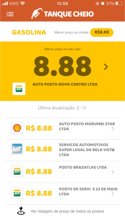 App Tanque Cheio by iSimples