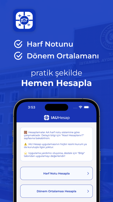 IAU Hesap: Harf Notu & GPA for iPhone - Free App Download