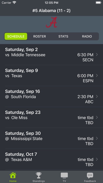Alabama Football Schedules by AKW Ventures, LLC