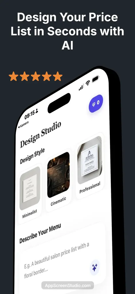 AI Shop Price List Menu Maker - Business App | MWM