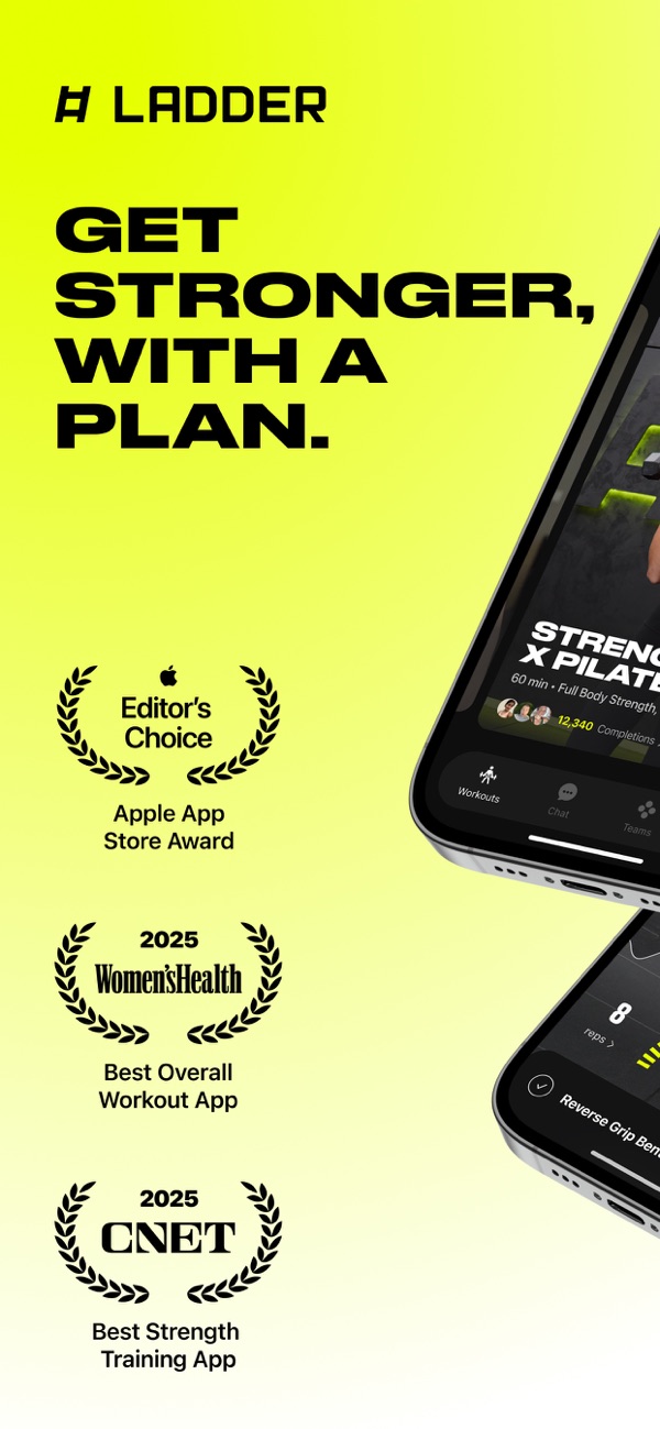 LADDER Strength Training Plans - Ladder是排名第一的力量训练应用程序，获多项大奖。它为忙