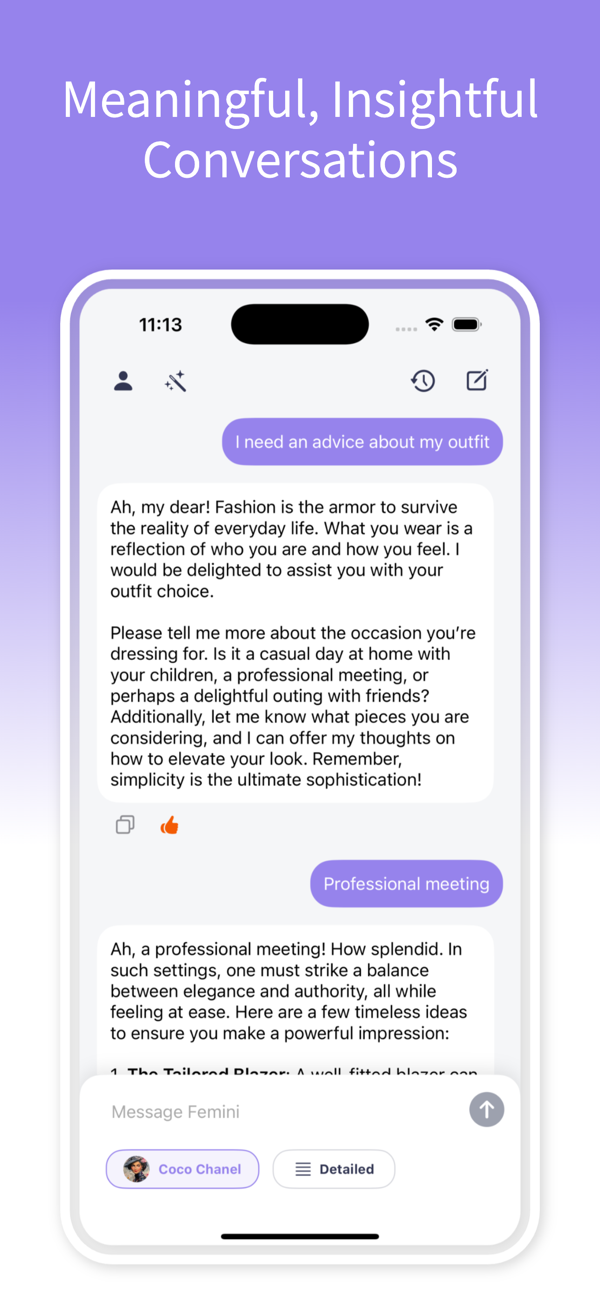 Femini - Femini，您的个性化AI聊天伴侣，专为追求成长、希望保持