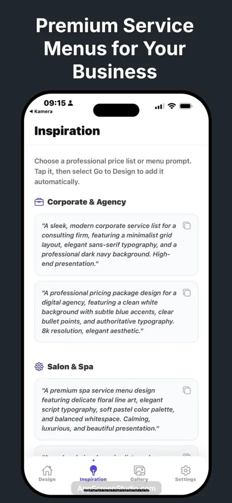 AI Shop Price List Menu Maker - Business App | MWM
