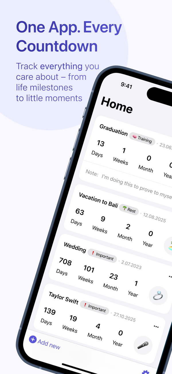 Countdown Tracker - My Timer - Countdown Tracker - Goals