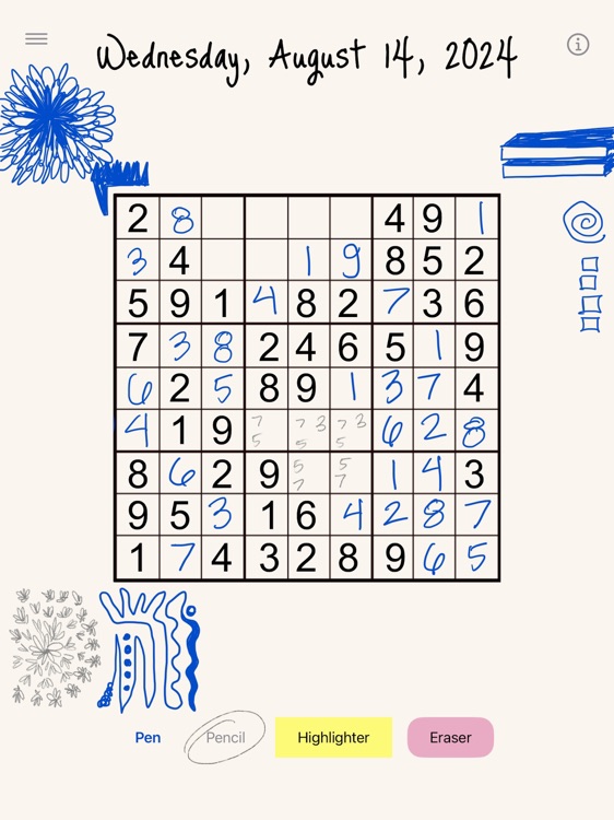 Sudoku Paper Doodle by Dianna Lee