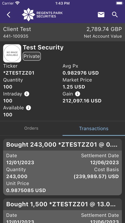 RPS Mobile Client App by Regents Park Securities