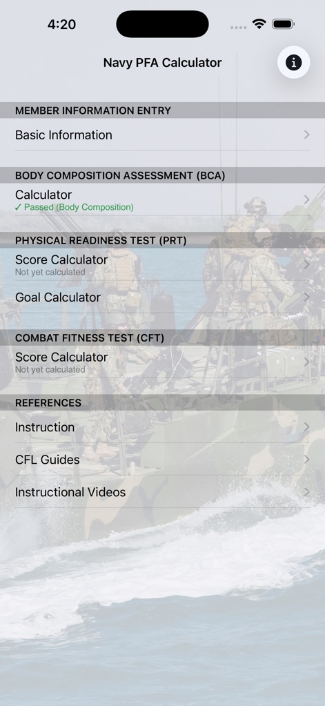 Navy PFA Calc - Health & Fitness App | MWM