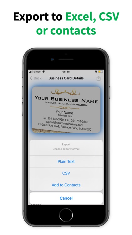 Business Card scanner & export by Lucas den Otter
