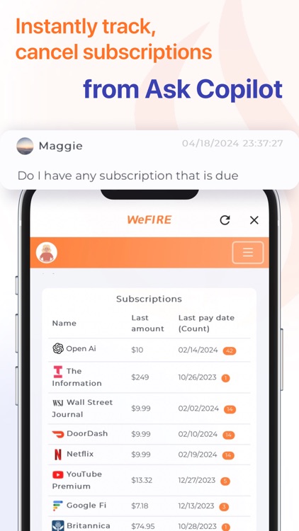 WeFIRE: AI Bill & Expense by Fortune Cookie Technologies Inc.