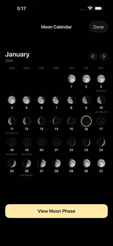 Moon Phases - Lunar Tracker - Weather App | MWM