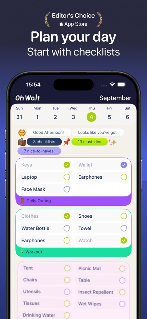 Daily Routine Checklist·OhWait - App di Produttività | MWM