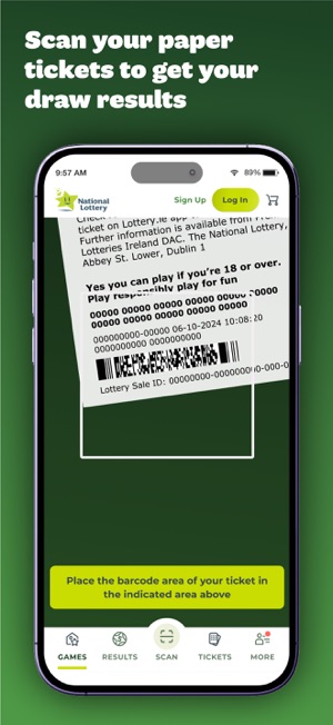 Irish lotto ticket scanner store