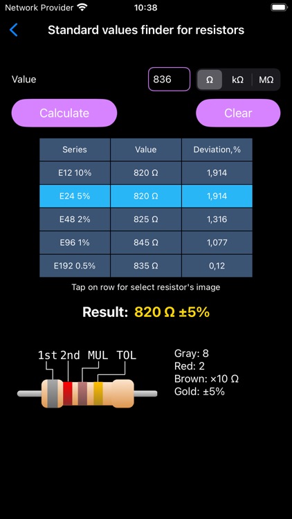 Resistor color codes calc by ALG Software Lab